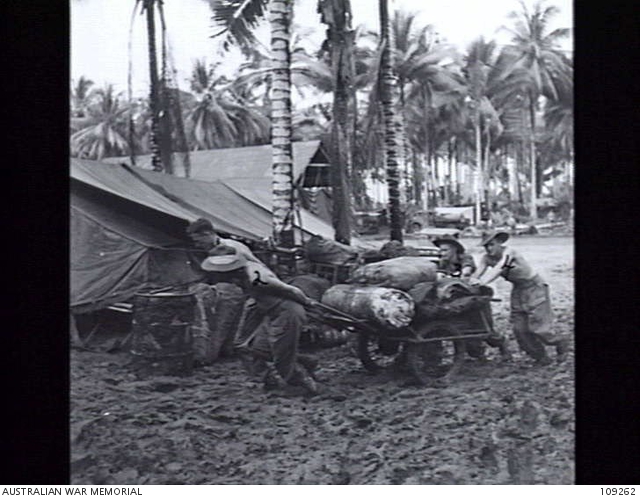 MOROTAI. 14 JUNE 1945. UNITS OF 7 DIVISION ARRIVED AT MOROTAI BY CONVOY ...