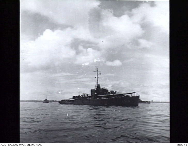 MOROTAI AREA. 2 JUNE 1945. THE RAN CORVETTE J236, HMAS LACHLAN ...