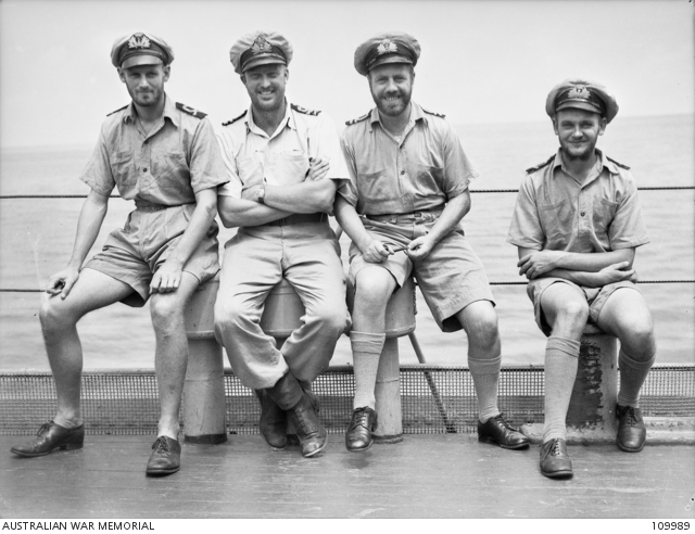 TARAKAN ISLAND. 1945-06-22. HMAS COWRA AND CREW, PREVIOUSLY ENGAGED IN ...