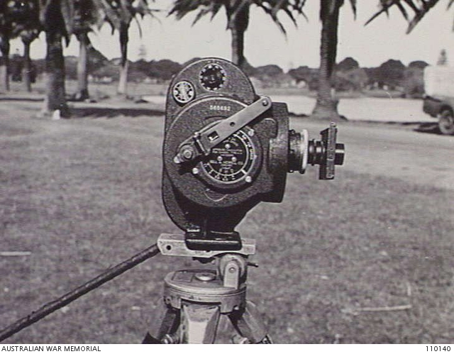 SYDNEY, NSW. 29 JUNE 1945. THE CONVERTED A4 EYEMO CAMERA USED BY ...