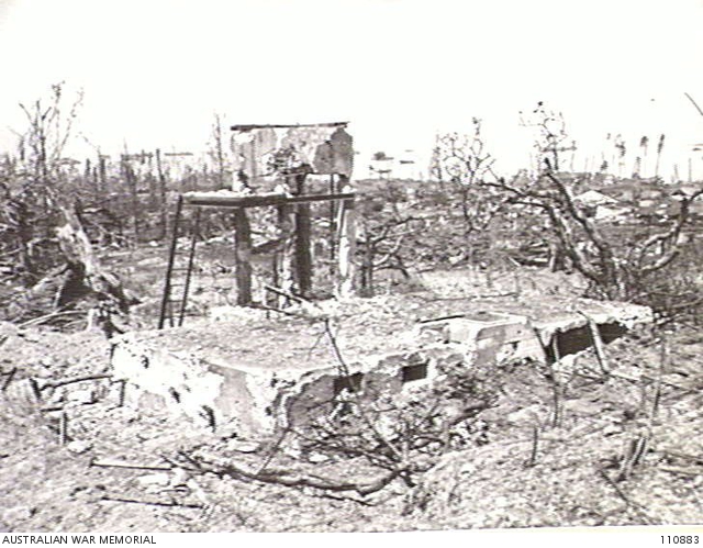BALIKPAPAN, BORNEO. 5 JULY 1945. THE SHELL DEVASTATED JAPANESE ...