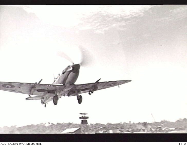 TARAKAN ISLAND, 10 JULY 1945. A SPITFIRE AIRCRAFT OF NO. 452 SQUADRON ...