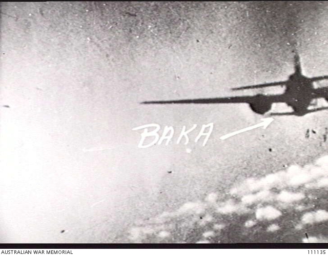 A JAPANESE MANNED FLYING BOMB OR SUICIDE BOMB, CALLED A BAKA BOMB ...