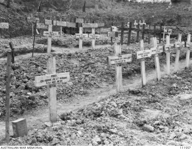 MANGGAR AREA, BORNEO, 14 JULY 1945. A SECTION OF THE TEMPORARY CEMETERY ...