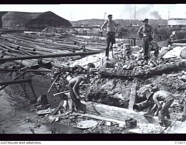 BALIKPAPAN, BORNEO, 14 JULY 1945. MEMBERS OF 2/4 FIELD SQUADRON, ROYAL ...