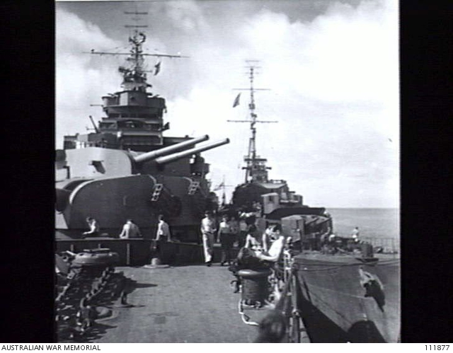 AT SEA, BORNEO AREA. 1945-06-30/29. THE RAN DESTROYER, HMAS ARUNTA ...