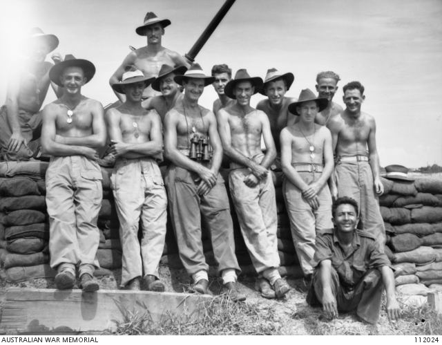 Tarakan Island. 23 July 1945. Members of the crew of B6 Gun, B Troop ...