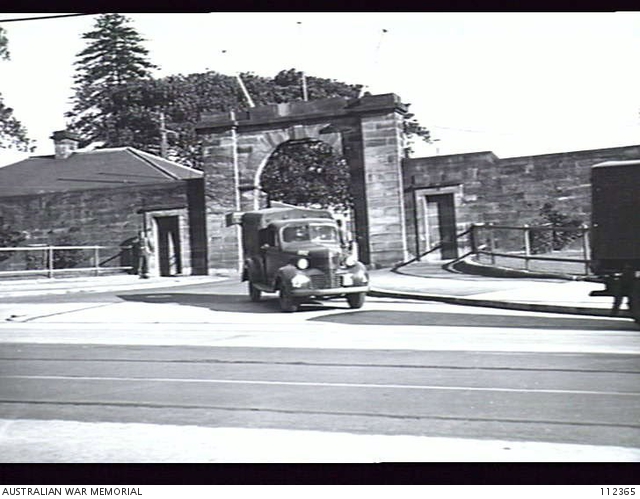 SYDNEY, NSW. 1945-08-03. THE MAIN ENTRANCE TO VICTORIA BARRACKS ...