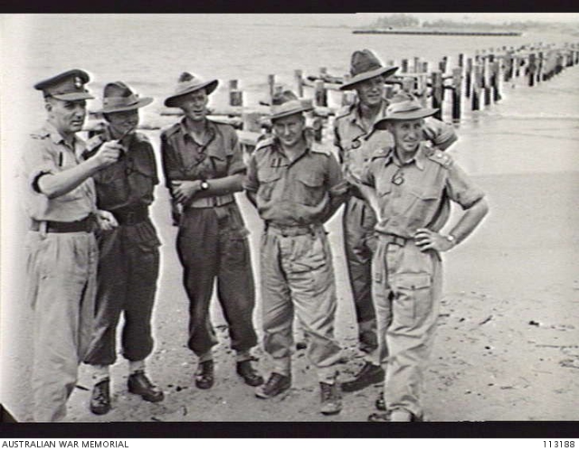 Outdoor group portrait of officers of the 21st Brigade, 7th Australian ...