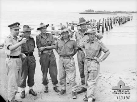 Outdoor group portrait of officers of the 21st Brigade, 7th Australian ...