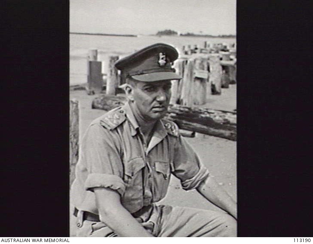 BALIKPAPAN, BORNEO. 1945-08-14. BRIGADIER I.N. DOUGHERTY, COMMANDER ...