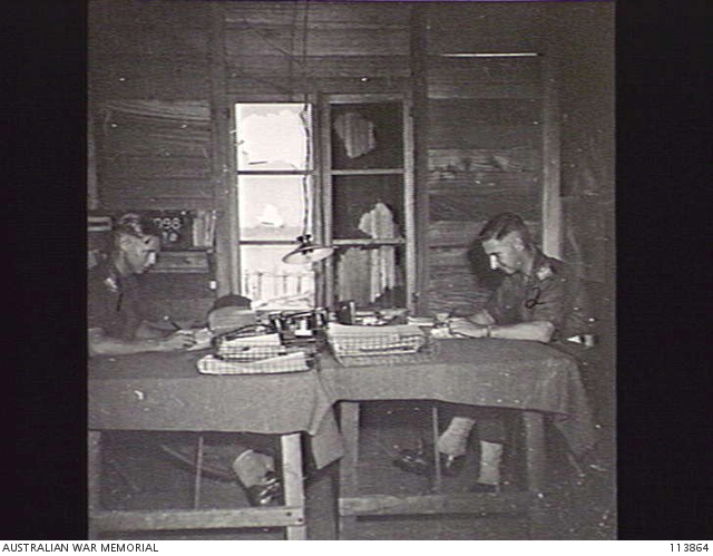 BALIKPAPAN AREA, BORNEO. 1945-08-08. STAFF CAPTAINS OF HQ 21ST INFANTRY ...
