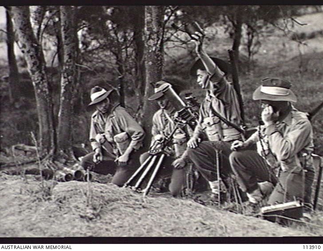 SINGLETON, NSW. 1945-08-22. MEMBERS OF 1ST INFANTRY BRIGADE ...