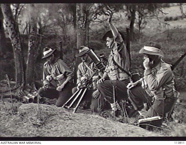 SINGLETON, NSW. 1945-08-22. MEMBERS OF 1ST INFANTRY BRIGADE ...