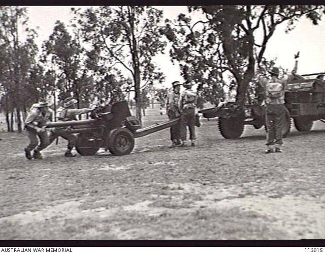 SINGLETON, NSW. 1945-08-22. TRAINEES FROM YOUNG SOLDIERS CAMP, GOING ...