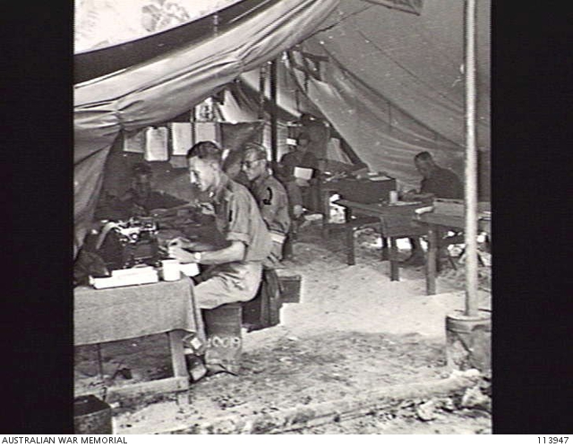 MOROTAI. 1945-08-25. INTERIOR VIEW OF U FIELD SECURITY SECTION, HQ 1 ...