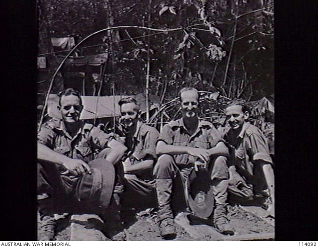 BEAUFORT, BORNEO. 1945-08-15. OFFICERS OF C COMPANY, 2/43RD INFANTRY ...