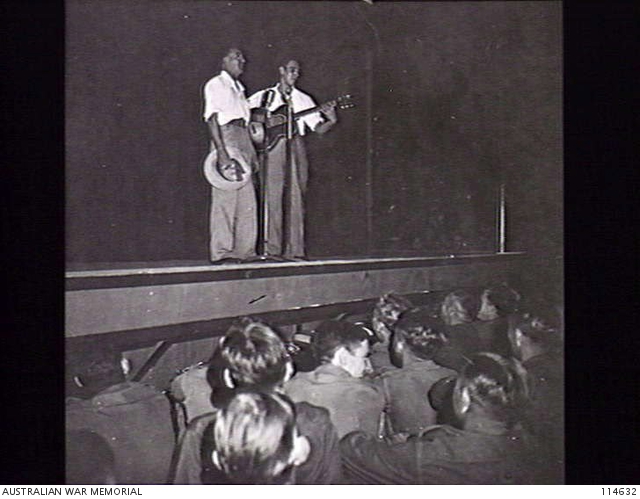 BALIKPAPAN, BORNEO. 1945-08-26. HANK HENDERSON (1) AND RON HOWELL (2 ...