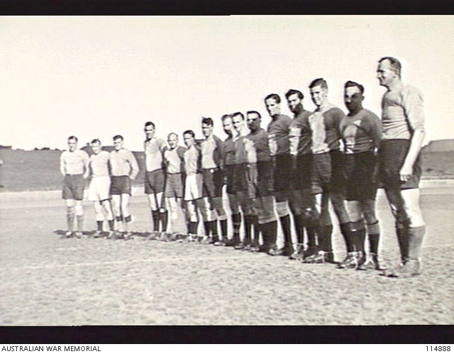 SYDNEY, NSW. 1945-09-03. MEMBERS OF THE ARMY RUGBY UNION FOOTBALL TEAM ...