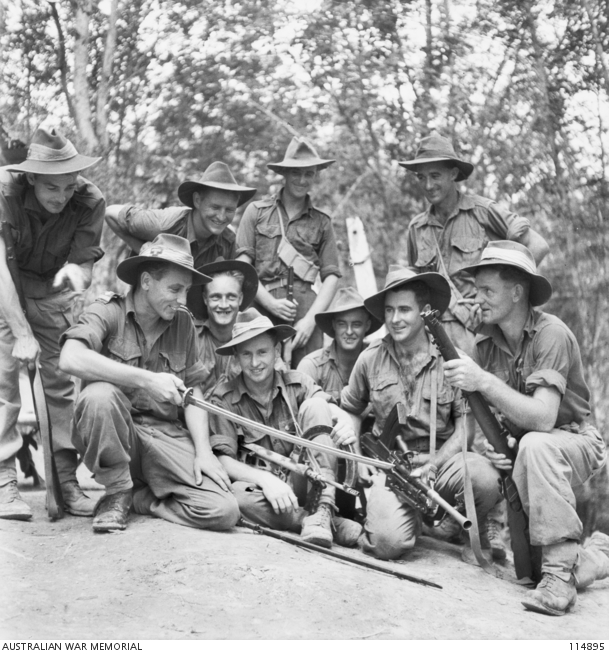 BEAUFORT, BORNEO. 1945-08-27. MEMBERS OF B COMPANY, 2/43RD INFANTRY ...
