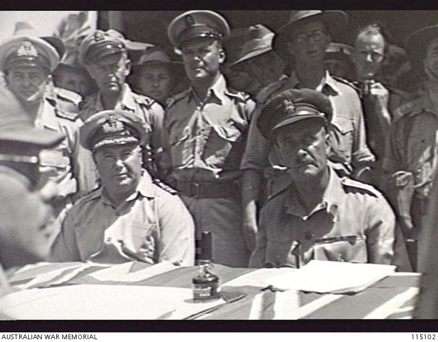AT SEA, OFF TIMOR. 1945-09-11. THE SURRENDER OF ALL JAPANESE FORCES IN ...