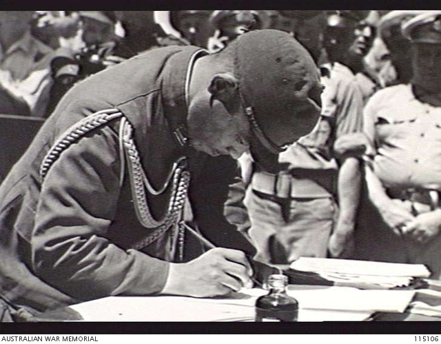 AT SEA, OFF TIMOR. 1945-09-11. THE SURRENDER OF ALL JAPANESE FORCES IN ...