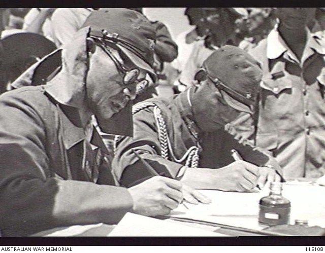 AT SEA, OFF TIMOR. THE SURRENDER OF ALL JAPANESE FORCES IN THE TIMOR ...