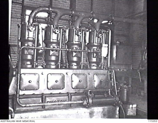 DIGGERS REST, VIC. 1945-09-11. THE DIESEL MOTOR OF THE AUXILIARY POWER ...