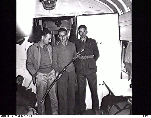 EN ROUTE TO MELBOURNE, VIC. 1945-09-19. THE FIRST BATCH OF PRISONERS OF ...