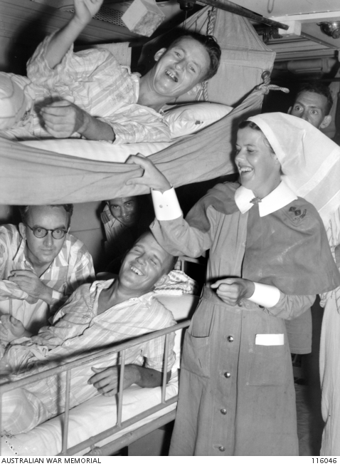 Prisoners of war (POWs) released from Changi Prison Camp were evacuated ...
