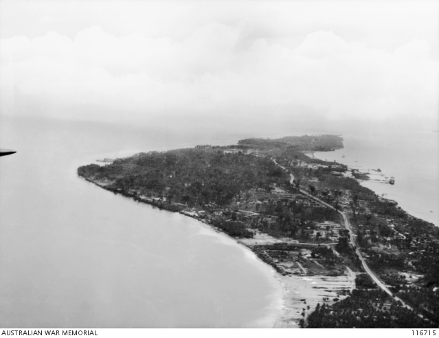 MOROTAI. 1945-09-27. AERIAL VIEW OF HEADQUARTERS, ADVANCED LAND ...