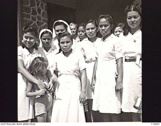 MANADO, CELEBES. 1945-09-14. INDONESIAN RED CROSS GIRLS WHO ARE ...