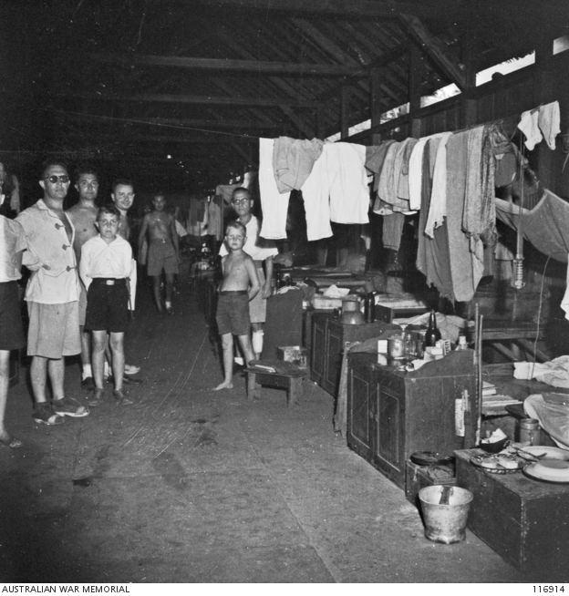 MANADO, CELEBES. 1945-09-14. AN INTERIOR VIEW OF THE TELIN MEN'S ...