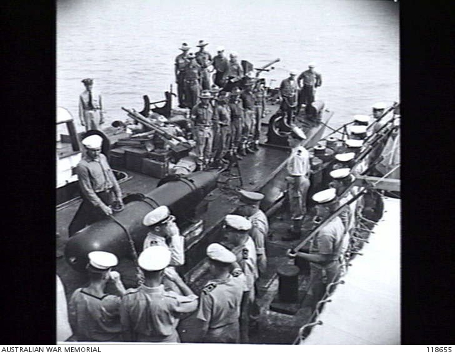 AT SEA, BORNEO AREA. 1945-09-10. ON BOARD HMAS KAPUNDA. CAPT W. C ...