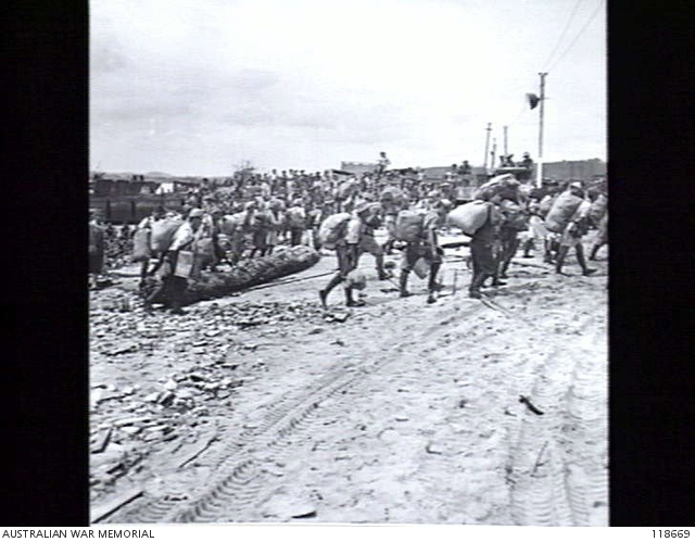 BALIKPAPAN, BORNEO. 1945-09-11. THE FIRST BATCH OF JAPANESE PRISONERS ...