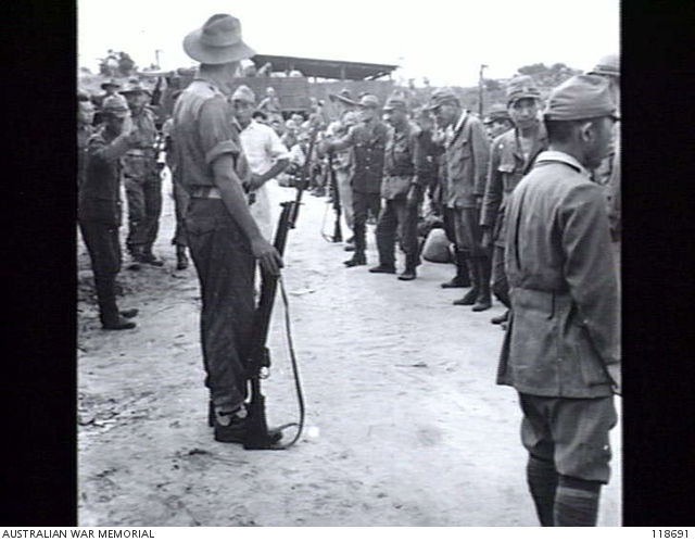 BALIKPAPAN, BORNEO. 1945-09-11. THE FIRST BATCH OF JAPANESE PRISONERS ...