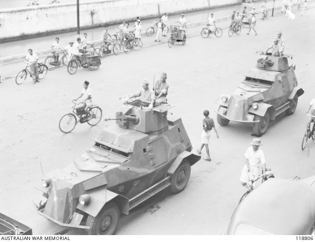 BATAVIA, JAVA. 1945-09-25. JAPANESE ARMOURED CARS AND OTHER ARMOURED ...