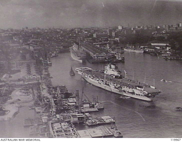 SYDNEY HARBOUR, NSW 1945-12-06. AERIAL PHOTOGRAPH OF THE AIRCRAFT ...