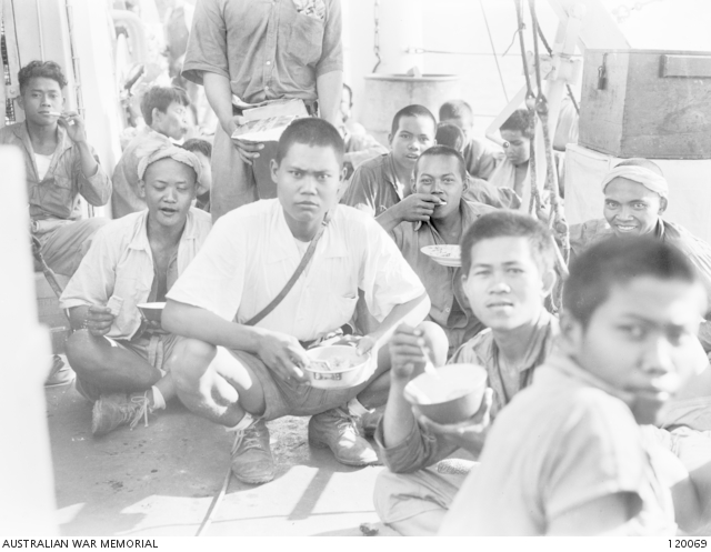 KOEPANG, TIMOR 1945-10-02. TIMFORCE. THE AUSTRALIAN CORVETTE HMAS ...