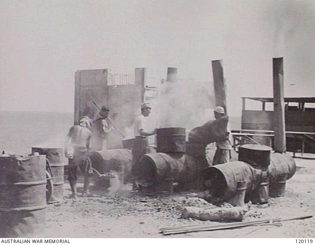 KOEPANG, TIMOR 1945-10-06. TIMFORCE. AT THE 12/14TH BATTALION CAMP ...
