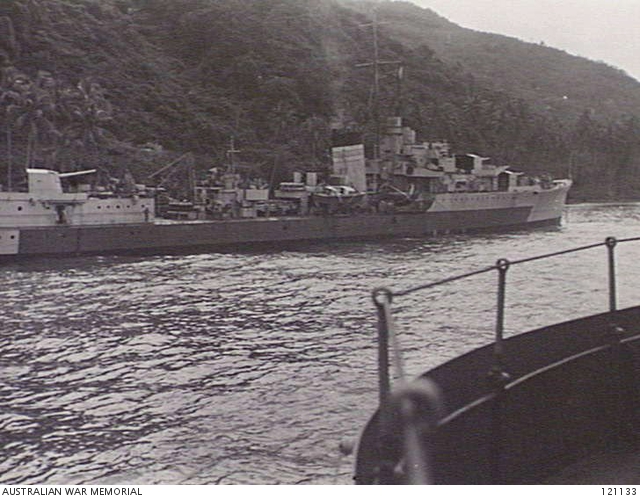 MILNE BAY, NEW GUINEA. 1945-07-02. HMAS NAPIER PHOTOGRAPHED FROM HMAS ...