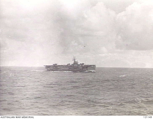 AT SEA OFF JAPAN, 1945-07-08. THE ROYAL NAVY ESCORT CARRIER HMS RULER ...