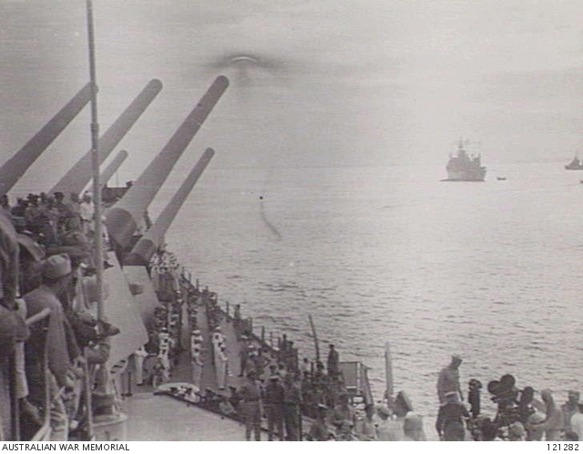 ASSEMBLED DELEGATES AND CREW MEMBERS ABOARD USS MISSOURI PRIOR TO THE ...