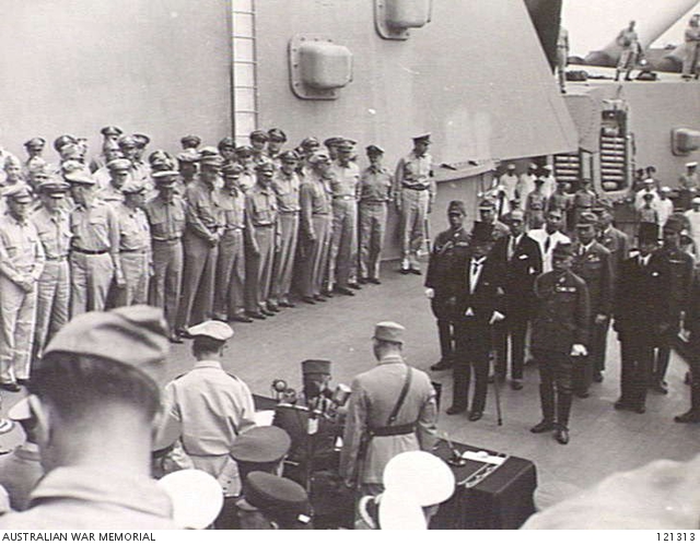CHINESE DELEGATES ABOUT TO SIGN THE DOCUMENTS AT THE SURRENDER CEREMONY ...