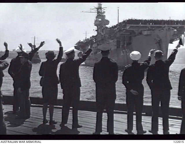 PYRMONT, SYDNEY, NSW 1945-09-27. THE ROYAL NAVY AIRCRAFT CARRIER HMS ...