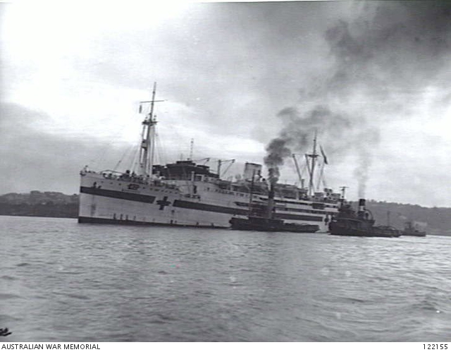 SYDNEY HARBOUR, NSW 1945-10-27. THE HOSPITAL SHIP MANUNDA (PENNANT NO ...