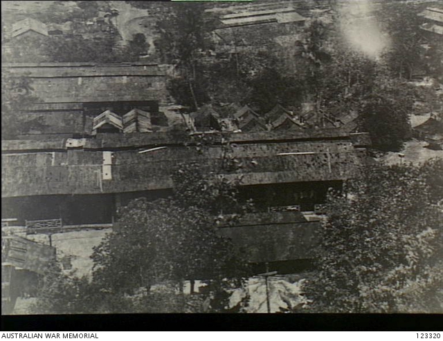 Balikpapan, Borneo. 1945-10-30. A section of the camp occupied by the ...