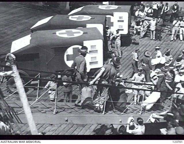 SYDNEY HARBOUR, NSW 1945-11-20. THE HOSPITAL SHIP KAROA ARRIVED AT ...