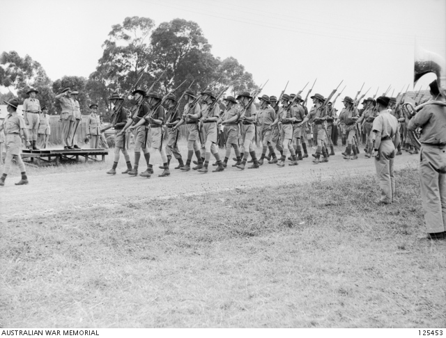 ST IVES, NSW. 1945. MARCH PAST OF THE VOLUNTEER DEFENCE CORPS (VDC) AT ...
