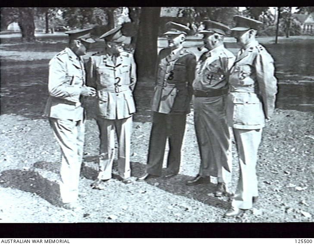 SYDNEY, NSW. 1945. NSW VOLUNTEER DEFENCE CORPS (VDC) OFFICERS ON THE ...
